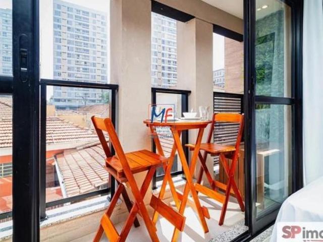 Excelente apto studio, 32m² a.u mobiliado, 1 dormitório, sala, varanda, lazer. Prox. Metrô Santuá