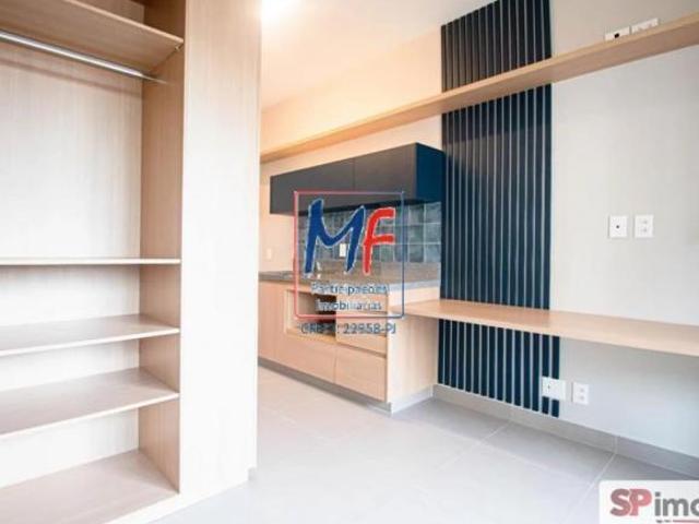 Excelente apto studio Brooklin, com 25 m² a.u novo, mobiliado, ótimo acabamento, 1 dormitório, s