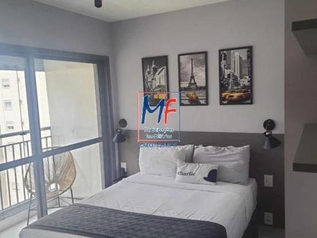 Excelente apto studio em Indianópolis, com 25m² a.u totalmente mobiliado, 1 dormitório, sala, coz