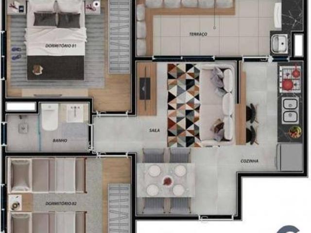 Excelente Apartamento Novo! com 2 dormitórios à venda por R$ 279.000