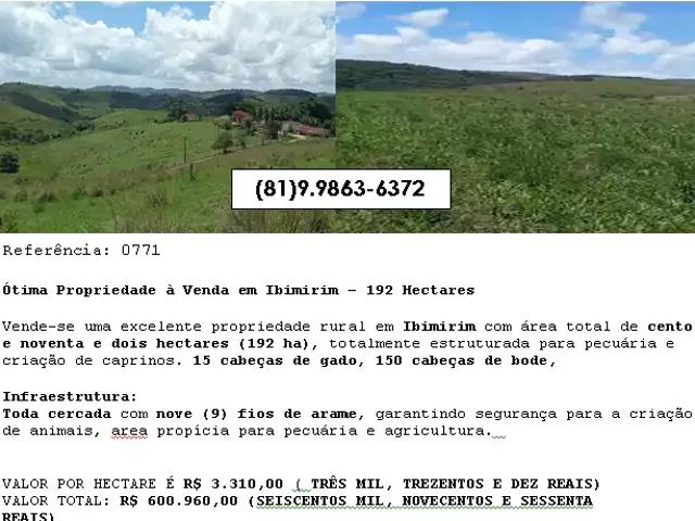 Fazenda para Venda em Ibimirim/PE Zona Rural