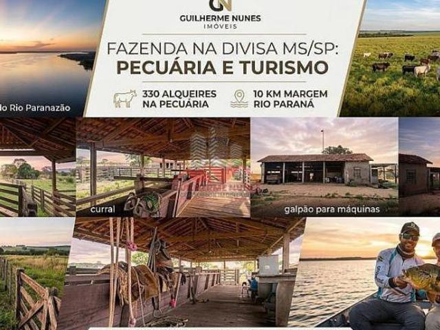 Fazenda 330 Alqueires à Venda na Divisa MS/SP Rio Paraná