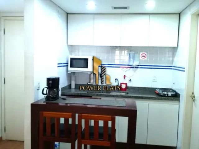 Flat Moema Ibijaú 1 suíte, mobiliado, andar alto, vista, 45m², 1 vaga