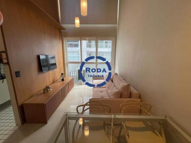 Flat no coração do Gonzaga Mobiliado, 2 Quartos, 1 Vaga, Andar Alto, Próximo da Praia, Lazer