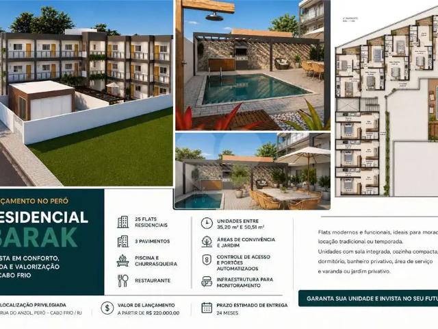 Flat para Venda em Cabo Frio/RJ Peró 1 Quartos