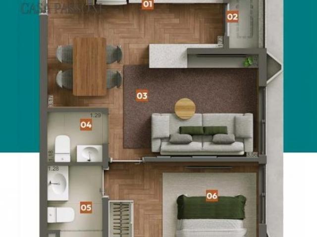 Flat para venda em Cambuí de 38.68m² com 1 Quarto