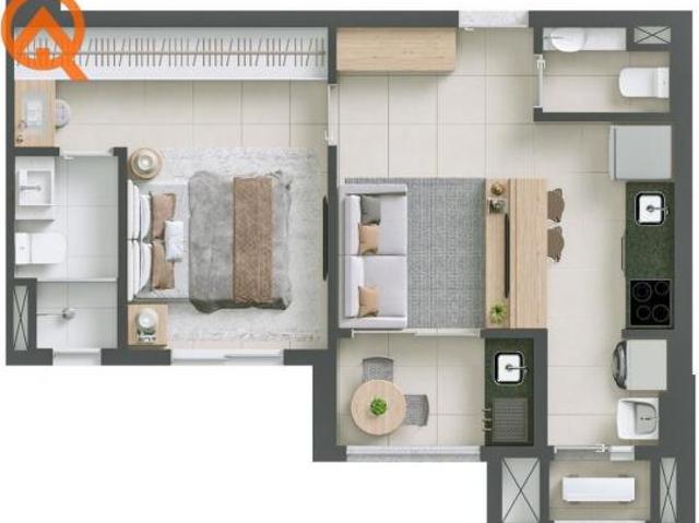 Flat para venda em Cambuí de 47.00m² com 1 Quarto, 1 Suite e 1 Garagem