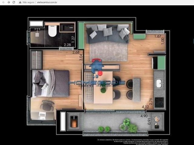 Flat para venda em Cambuí de 43.00m² com 1 Quarto, 1 Suite e 1 Garagem