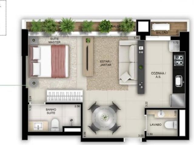 Flat para Venda em Goiânia, Setor Bueno, 1 dormitório, 1 suíte, 1 banheiro, 1 vaga