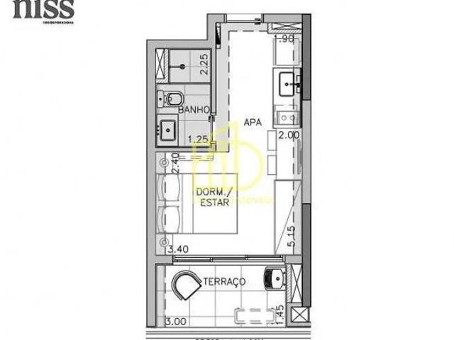 Flat para venda em Perdizes de 26.00m² com 1 Quarto
