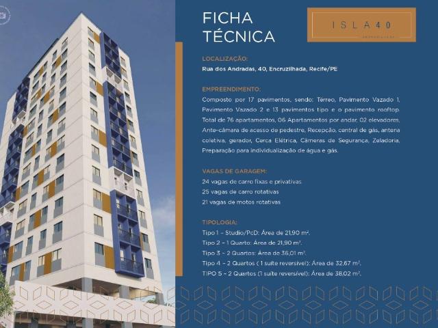 Flat para Venda em Recife/PE Encruzilhada 1 Quartos