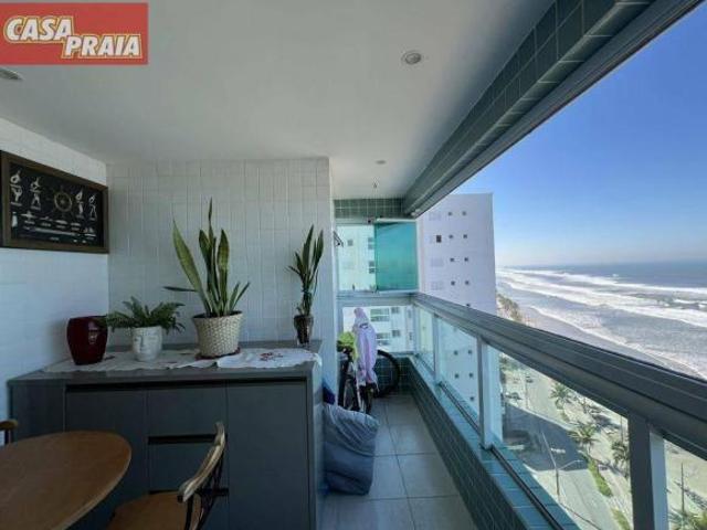 Frente ao mar com piscina apartamento 2 quartos, mobiliado, 78 m² por R$ 585.000 Vila Atlântica