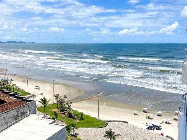 Frente mar mobiliado com sacada gourmet fechada com vidro, lazer completo e recém entregue!