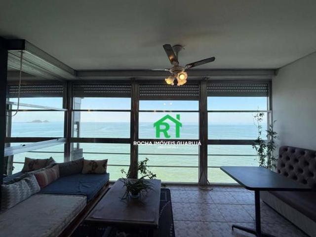 Frente mar com vista costeira, 2 dormitórios 2 suítes, piscina e lazer – Pitangueiras, Guarujá