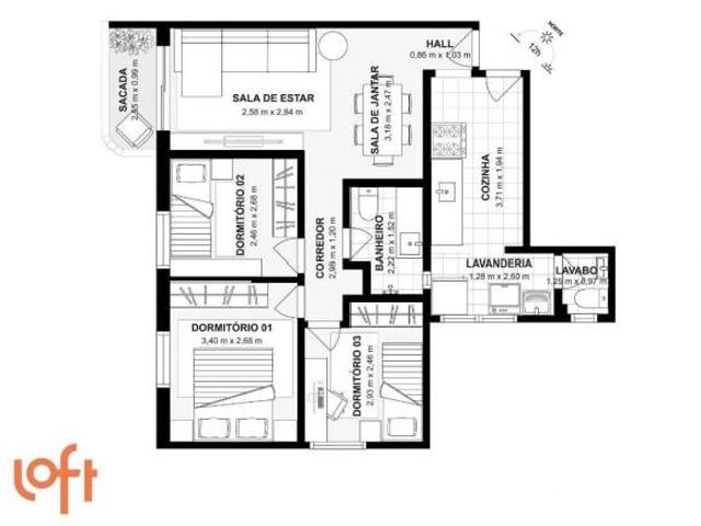 Imperdível apartamento tipo para venda com 3 quartos, 66m²