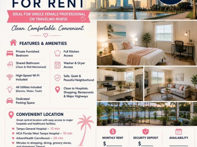 Furnished Room for Rent In Town n Country