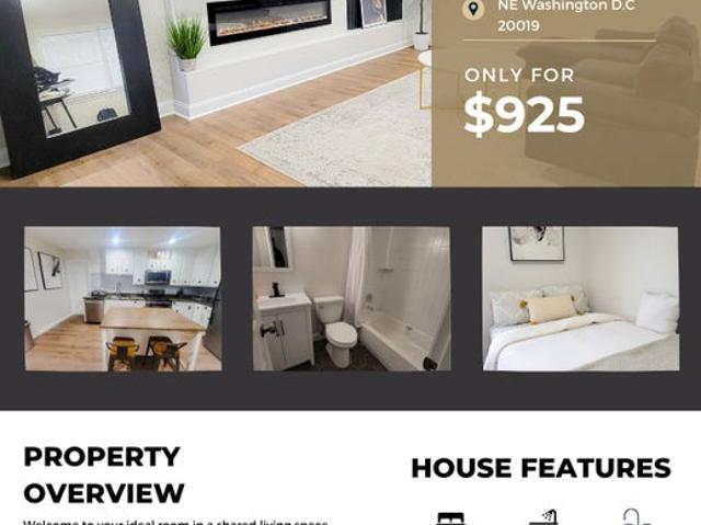 Furnished Room in NE WashingtonDC | $moAll Utili