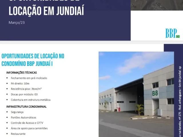 Galpão / Depósito para Locação em Jundiaí/SP Distrito Industrial