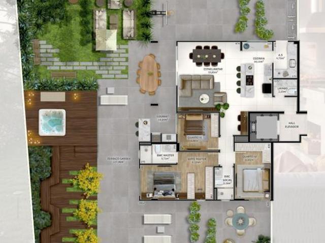 Garden Exclusivo no Batel | 125,84 m² Privativos + Jardim de 287,21 m² 413,05m2 privativos