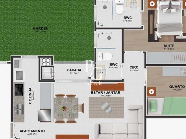 Garden Exclusivo em Pinhais | 2 Quartos, Suíte e Área Externa Privativa
