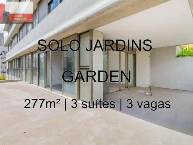 Garden R. da Consolação, 3202 Jardins, 277m², 3 suítes, 3 vagas, Solo Jardins
