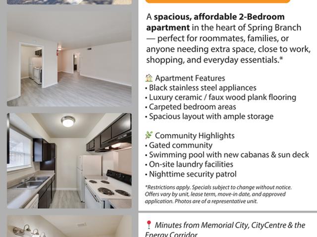 Gia @ Spring Branch 2 Bedroom Apartment for Rent at 1521 Sherwood Forest St, Houston, TX 77043 Spring Branch West