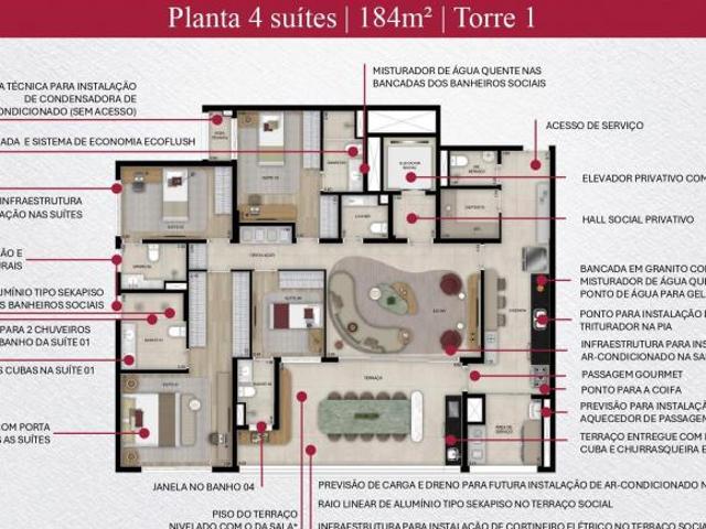 Grand High Residences / Melhor vista da região / 4 suites / Na planta