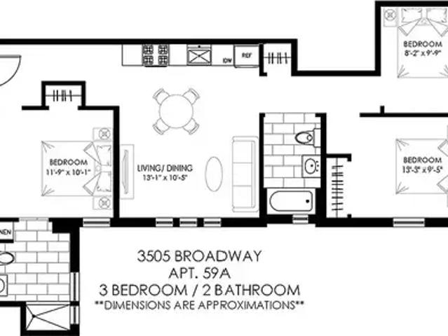 Headline: 2 Rooms in Hamilton Heights 3BR $1,088 & $1,115 – Elevator Bldg / Shared Bath with 1 Person