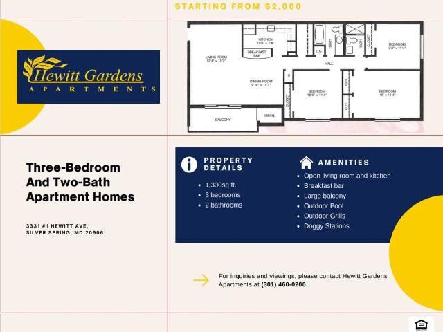 Hewitt Gardens Apartments 3 Bedroom Apartment for Rent at 3331 Hewitt Ave, Aspen Hill, MD 20906 Aspen Hill
