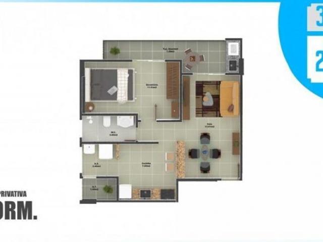 Apartamento em Boqueirão, Praia Grande/SP de 53m² 1 quartos à venda por R$ 469.000,00
