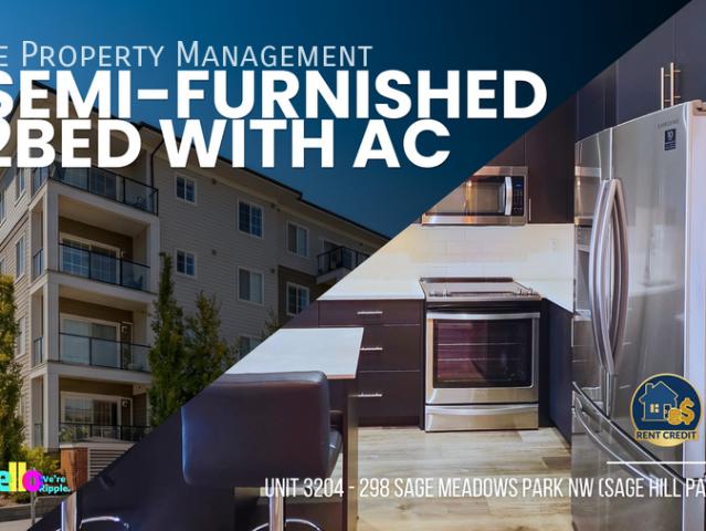 Impressive & Semi Furnished 2 Beds, 2 Baths Condo | Central Air Conditioning & Private Balcony Oasis