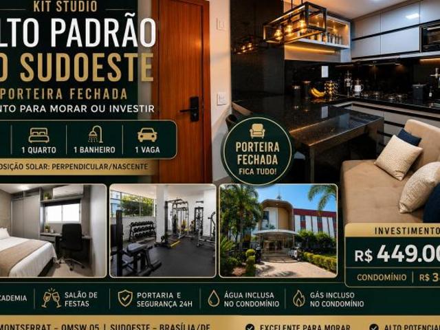 Kit Studio à Venda Sudoeste Brasília | Mobiliado, Garagem, Porteira Fechada e Airbnb