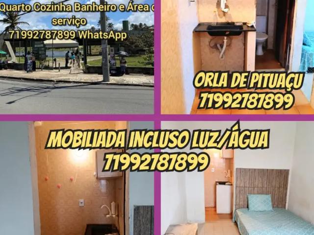Kitnet 1/4 Semimobiliada na Orla de Pituaçu | Água e Luz Inclusas