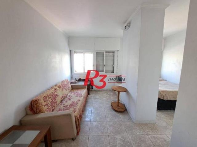 Kitnet com 1 dormitório à venda, 37 m², vista mar, por R$ 380.000 Ponta da Praia Santos/SP