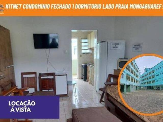 KITNET CONDOMINIO FECHADO 1 DORMITORIO LADO PRAIA LOCACAO/ A VISTA MONGAGUA