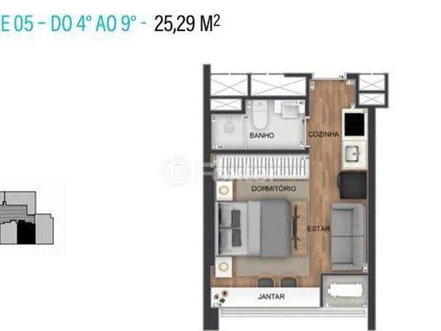 Kitnet / JK / Studio, 1 dormitórios, 25.88 m², em Consolação