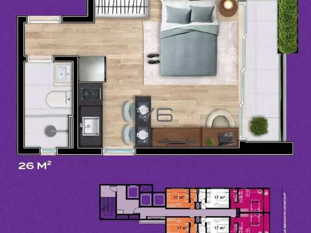 Kitnet / Stúdio para Venda em Curitiba/PR Centro 1 Quartos