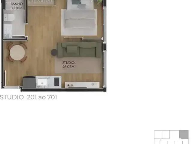 Kitnet / Stúdio para Venda em Florianópolis/SC Centro 1 Quartos