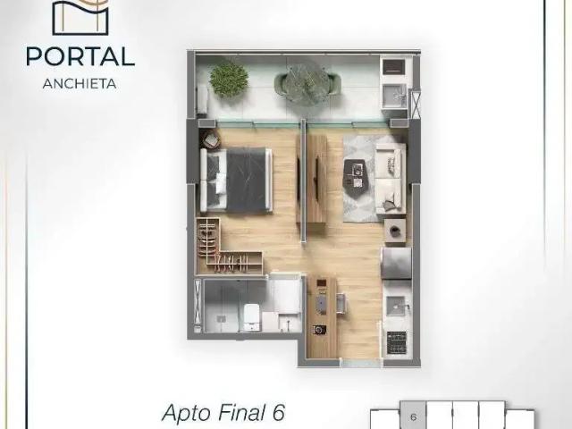 Kitnet / Stúdio para Venda em São Vicente/SP Centro 1 Quartos