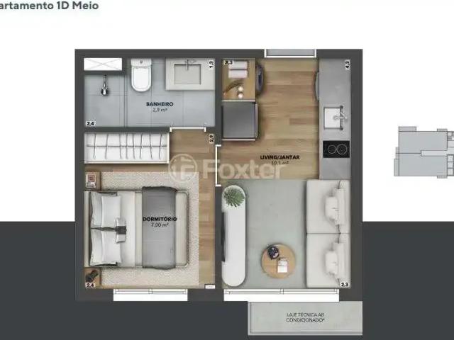 Kitnet / Stúdio para Venda em Porto Alegre/RS Auxiliadora 1 Quartos