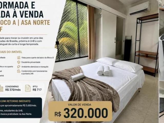Kitnet Reformada Mobiliada 23m² à Venda CLN 208 Asa Norte UnB Airbnb Investimento Alta Rentabilidade