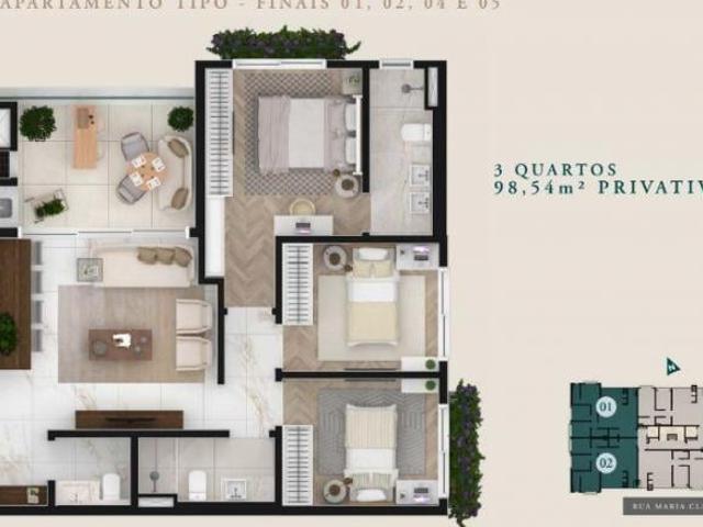 Lançamento Maison Alto da Glória 3 dormitórios 98,54m² R$ 1.056.000,00 2 vagas