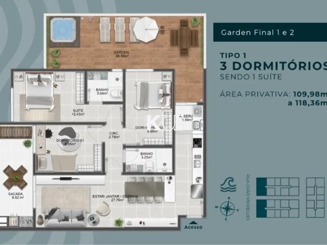 Lançamento no Abraão! Apartamento de 3 dormitórios sendo 1 suíte, 2 vagas!