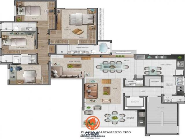 LANÇAMENTO APARTAMENTO, 4 QUARTOS, 4 VAGAS, UM POR ANDAR, LAZER COMPLETO, BAIRRO CASTELO, BH