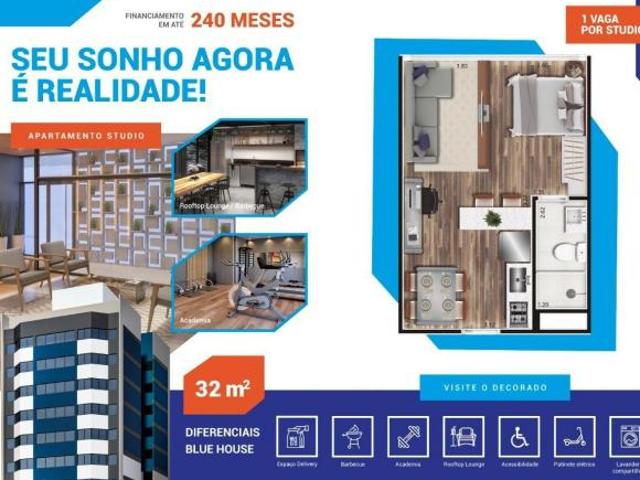 Lançamento Blue House Aptos Studios a Partir 31,16m2 1 Suíte,Sala,Cozinhas Conjugados,Espaço Deliver