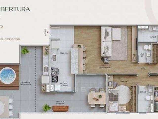 LANÇAMENTO CASA PRADO RESIDENCE RIVA: APARTAMENTO COBERTURA DE 127 m², 3 QUARTOS, 1 SUÍTE E VARAND