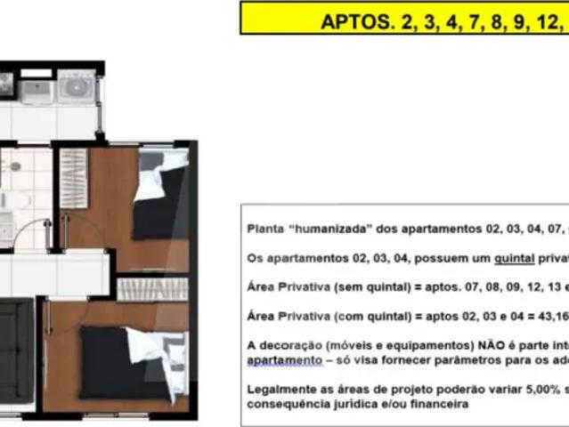 Lançamento com 2 dormitórios com 43m² no Jardim Brasil