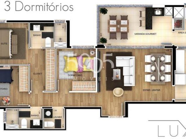 LANÇAMENTO EDIFÍCIO LUXOR Apartamento de 95m² úteis, 3 dormitórios, à venda no bairro Itu Novo Cen
