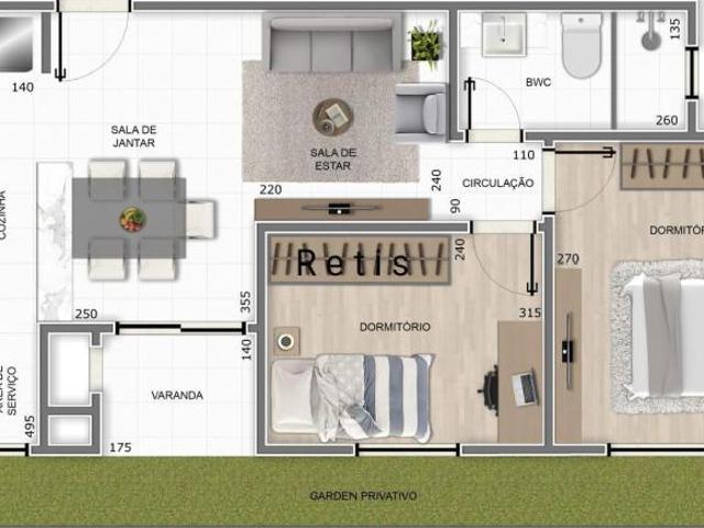 Lançamento em Pinhais: Apartamentos 2 quartos com garden e sacada com Churrasqueira e Elevador