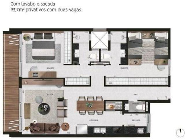 Lançamento para Venda 93.7m², 2 dormitórios, sendo 1 suites, 2 vagas Petrópolis